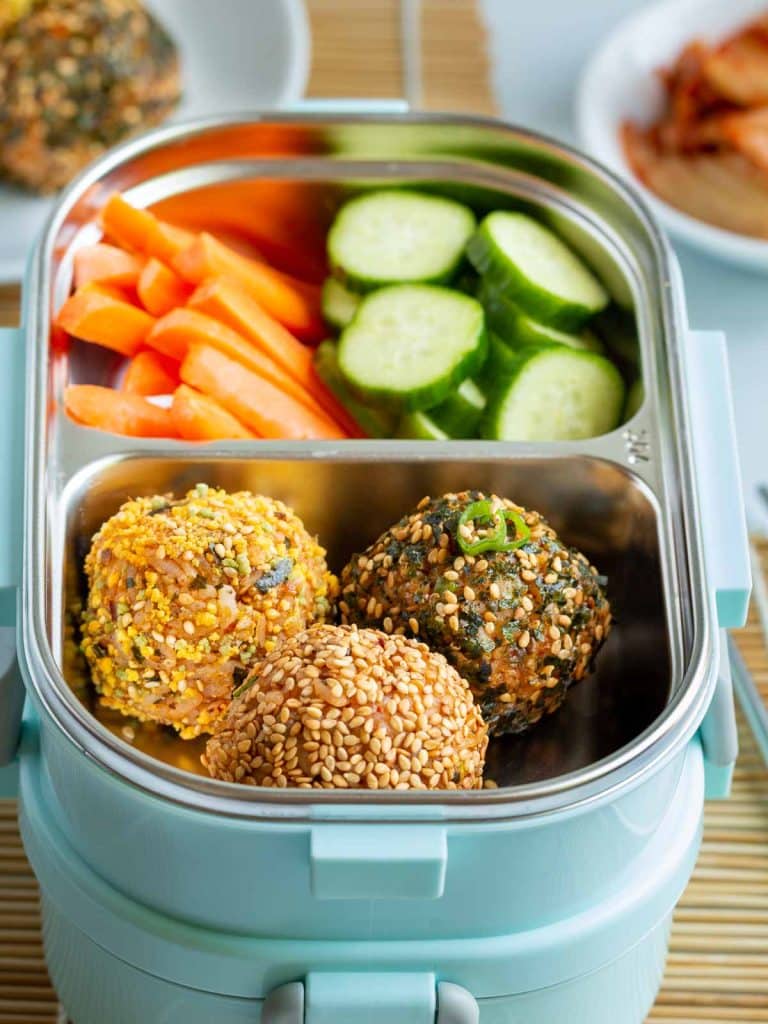 Kimchi Korean Rice Balls with Homemade Furikake Seasoning