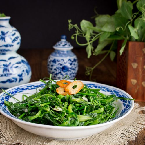 5 Minute Stir Fried Garlic Pea Shoots - Healthy World Cuisine